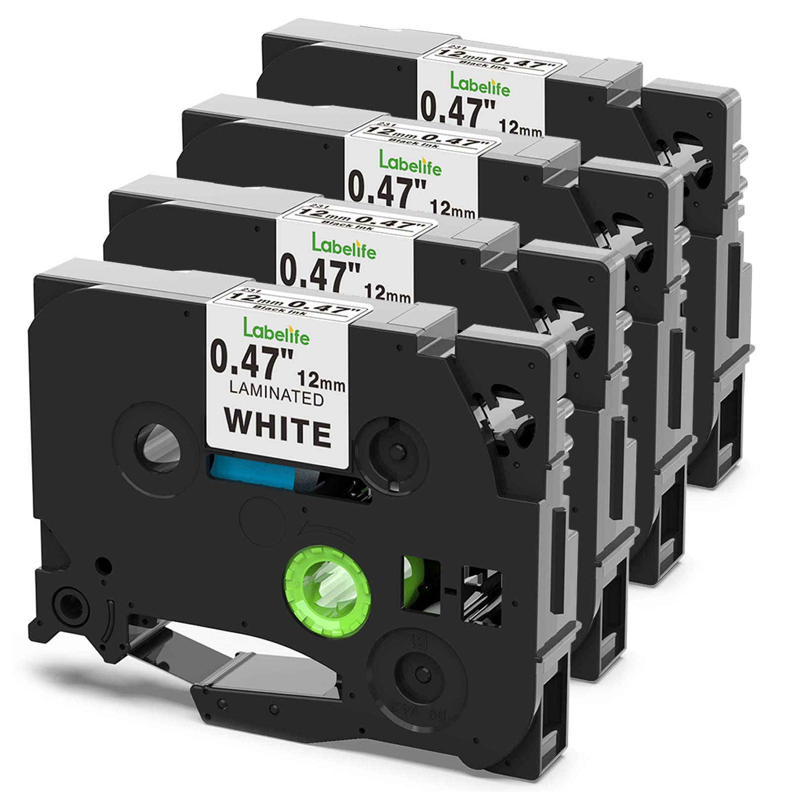 4-Pack Compatible Brother P Touch Label Tape TZe-231 12mm 0.47 White ...